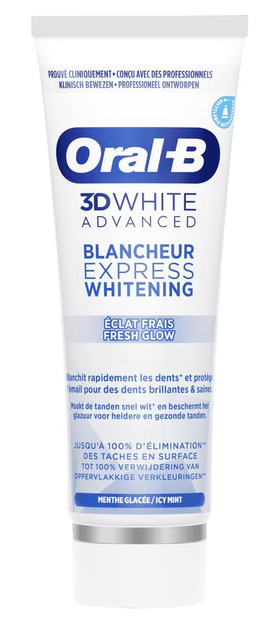Oral-B 3D White Advanced Express Whitening Fresh Glow Tandpasta75ML