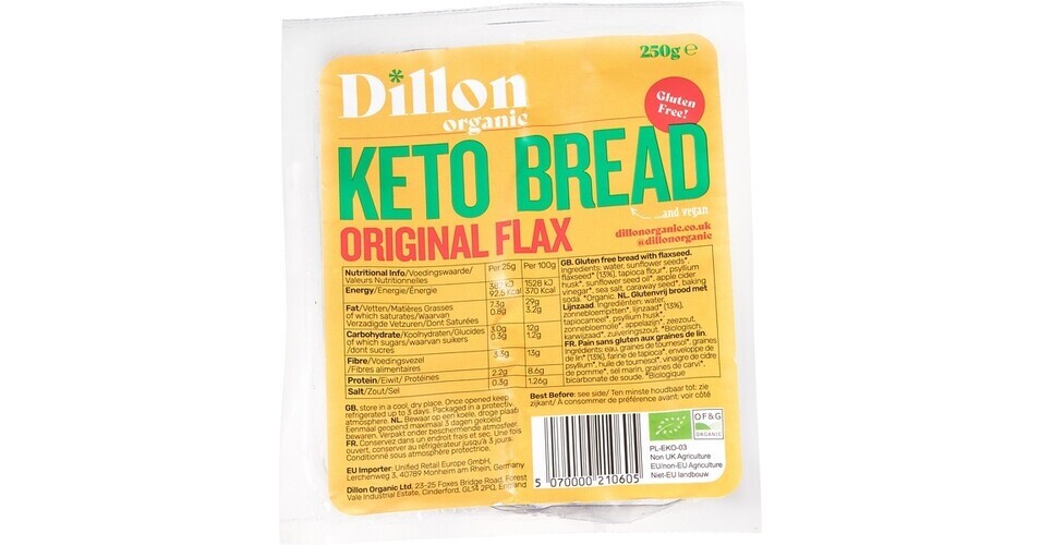 Dillon Organic Keto Brood Lijnzaad (250GR) kopen bij De Online Drogist