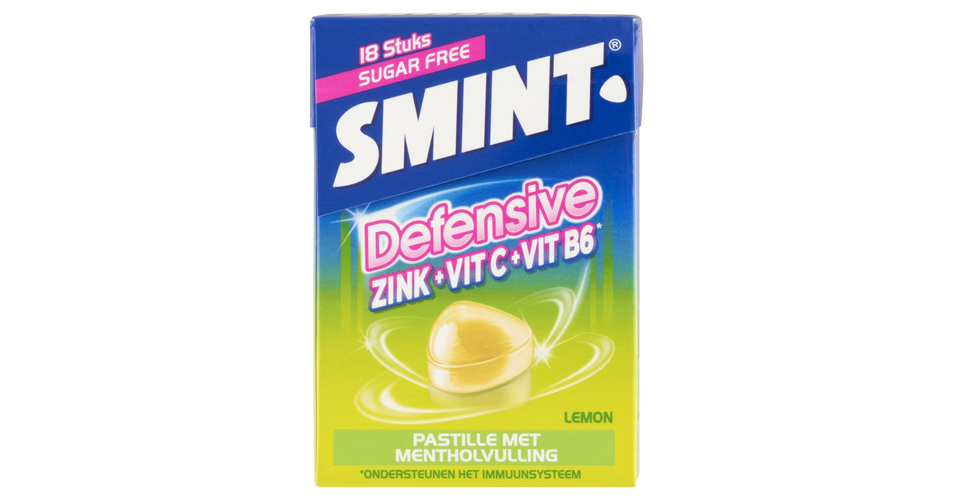 Smint Defensive Lemon Suikervrij Pastille (18st) | De Online Drogist