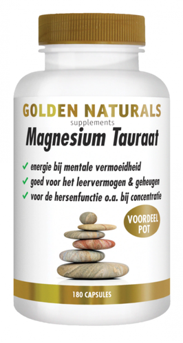 Golden Naturals Magnesium Tauraat Capsules (180vcp) De Online Drogist