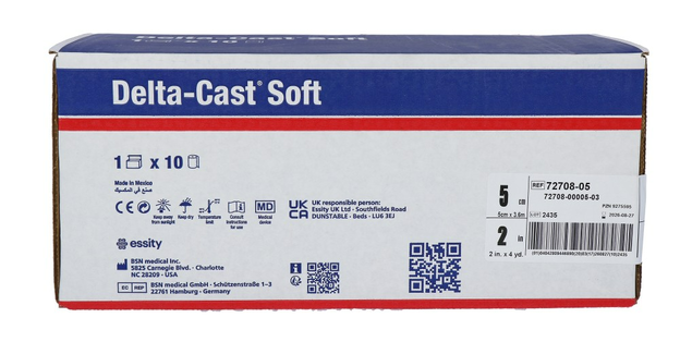 Delta-Cast Delta Cast Soft Blauw Stabilisatie Verband 3,6m x 5cm | (10st)