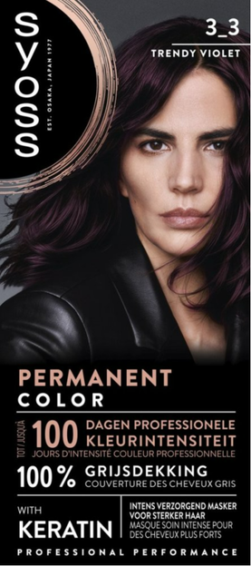 Syoss Permanent Color 3-3 Trendy Violet Haarkleuring | Permanente Kleuring