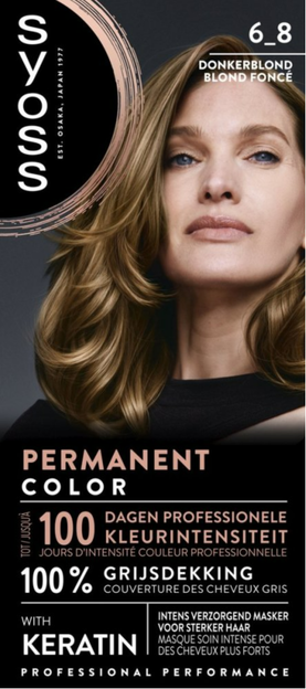 Syoss Permanent Color 6-8 Donkerblond | Professionele haarkleuring (1st)