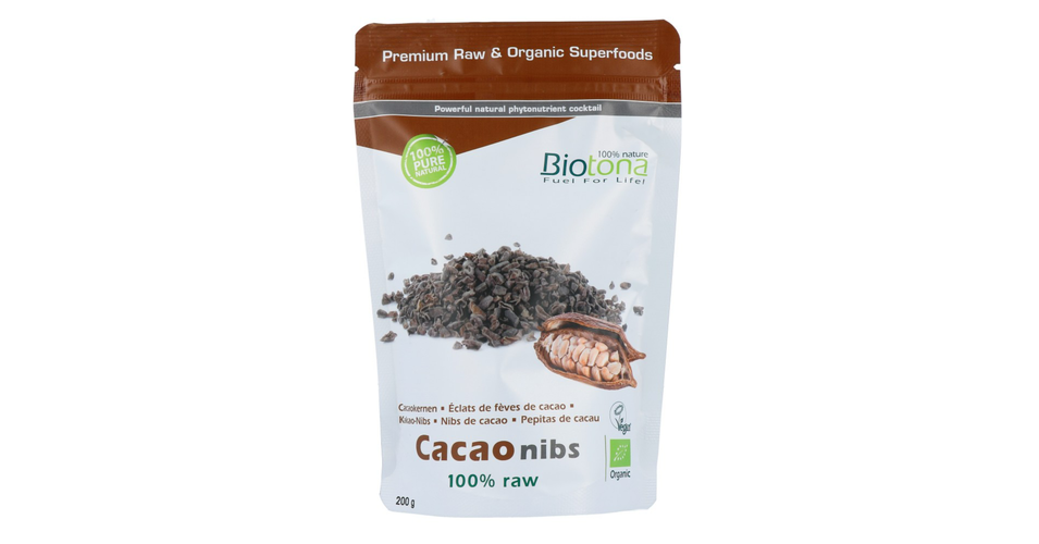 Biotona Cacao Nibs 100% Raw 200g | Biologische Pure Cacaokernen
