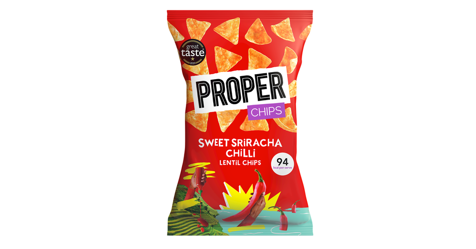 PROPER Sweet Sriracha Chilli Lentil Chips (85gr) | Pittige vegan snack