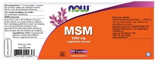 NOW MSM 1000mg Capsules 120ST | voordelig online kopen | De Online Drogist