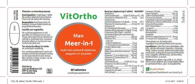 VitOrtho Meer In 1 Man Tabletten 60st - Complete Multivitamine
