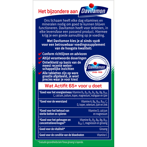 Davitamon Actifit 65 Plus Ginseng Tabletten (70tb)