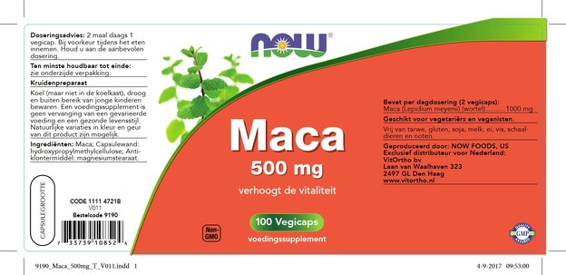NOW Maca 500mg Capsules 100st