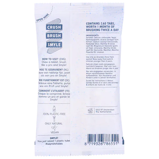 Smyle Toothpaste Tablets Navulling Zonder Fluoride (65st)